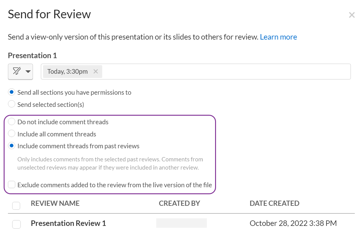 Send a Presentation for review – Support Center