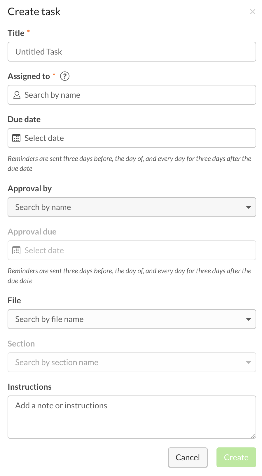 Create a task – Support Center