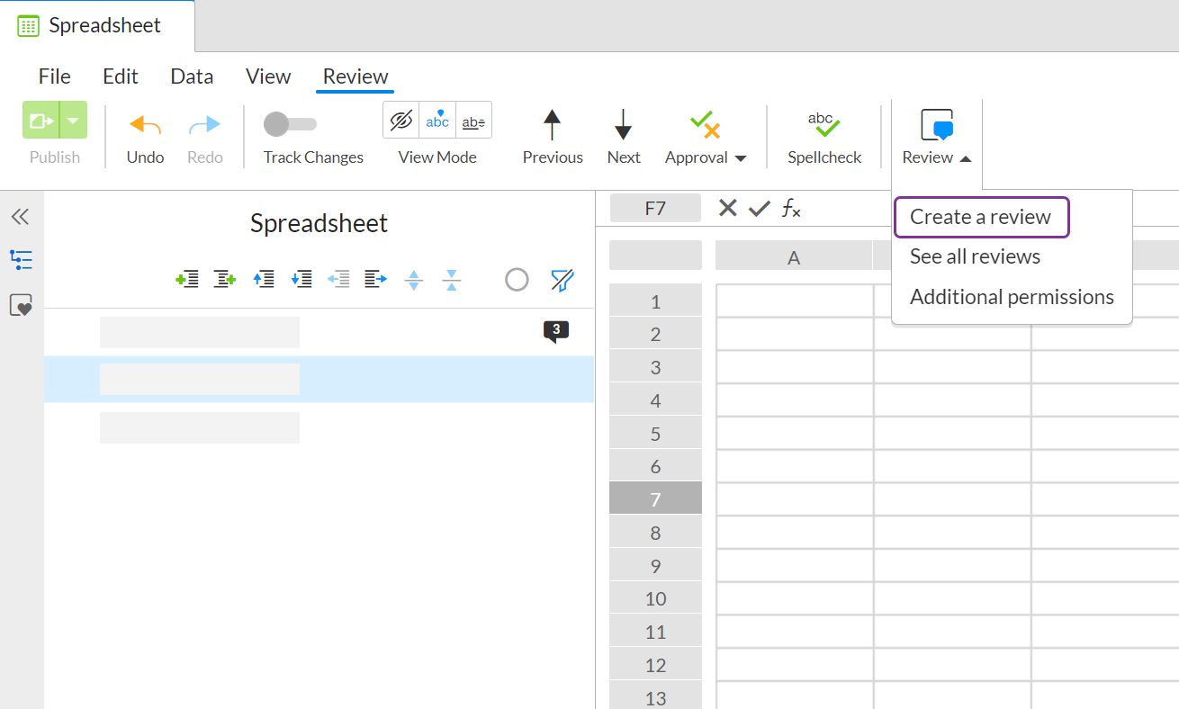Send a spreadsheet for review – Support Center