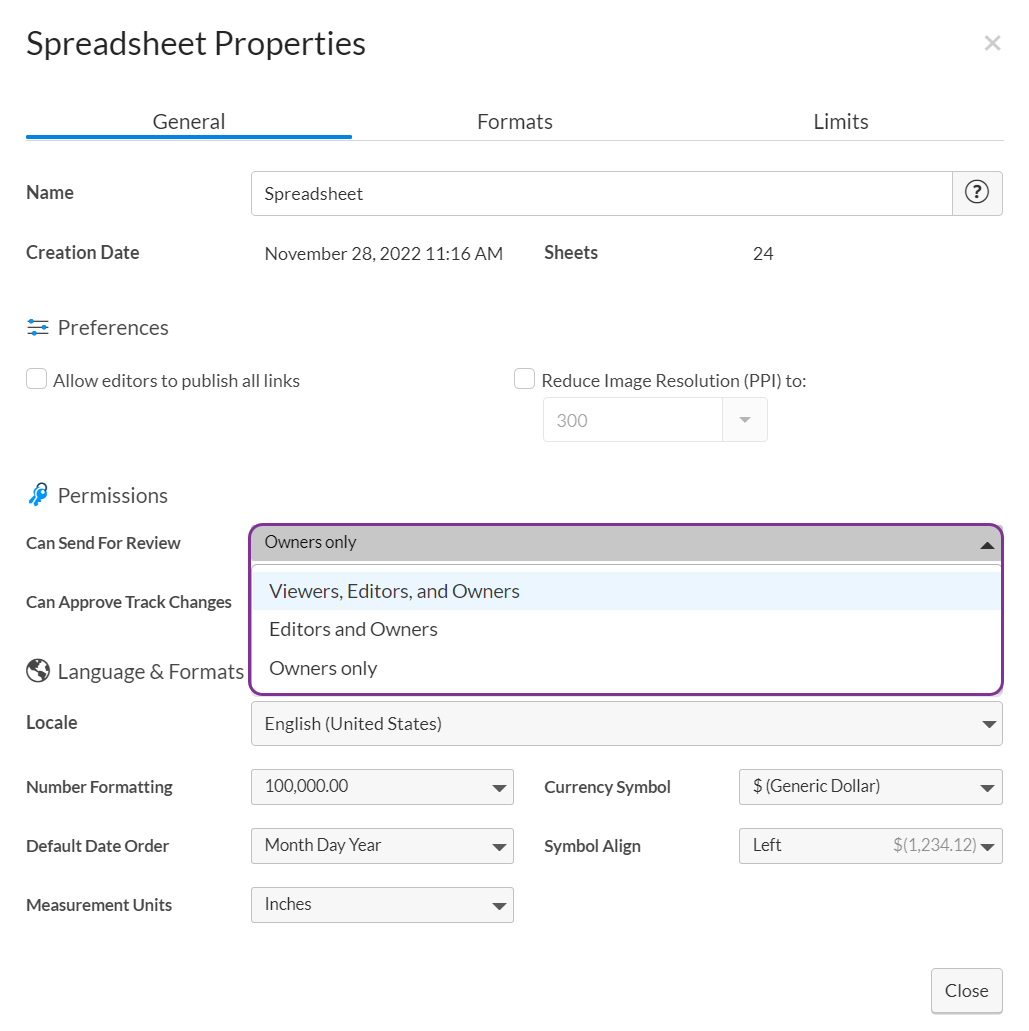 Send a spreadsheet for review – Support Center