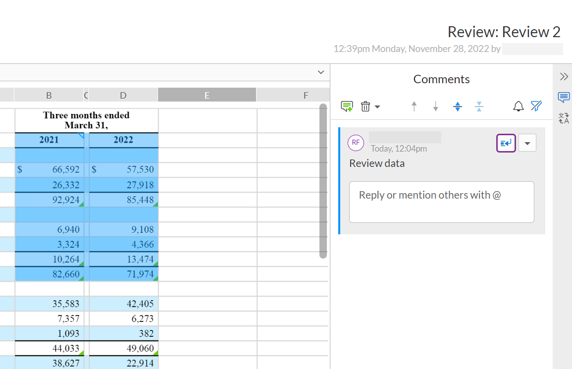 Send a spreadsheet for review – Support Center
