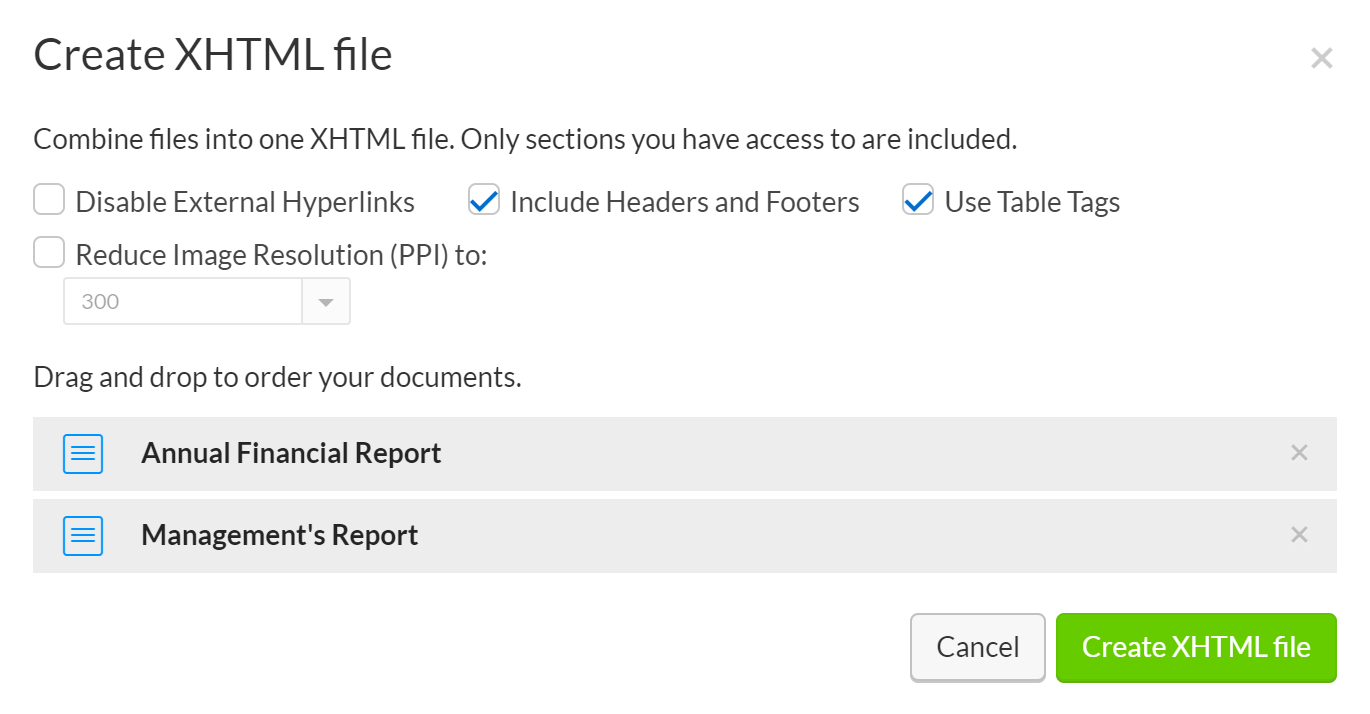 Create a combined XHTML file – Support Center