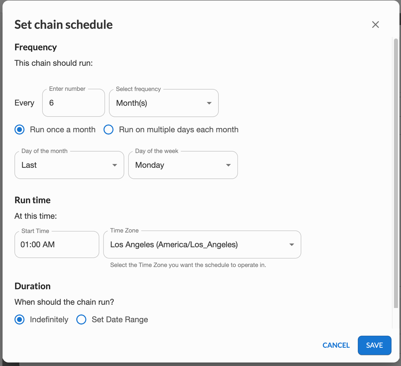 Run chains – Support Center