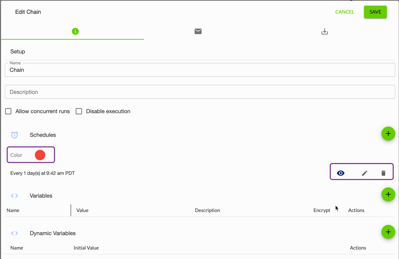 Run chains – Support Center