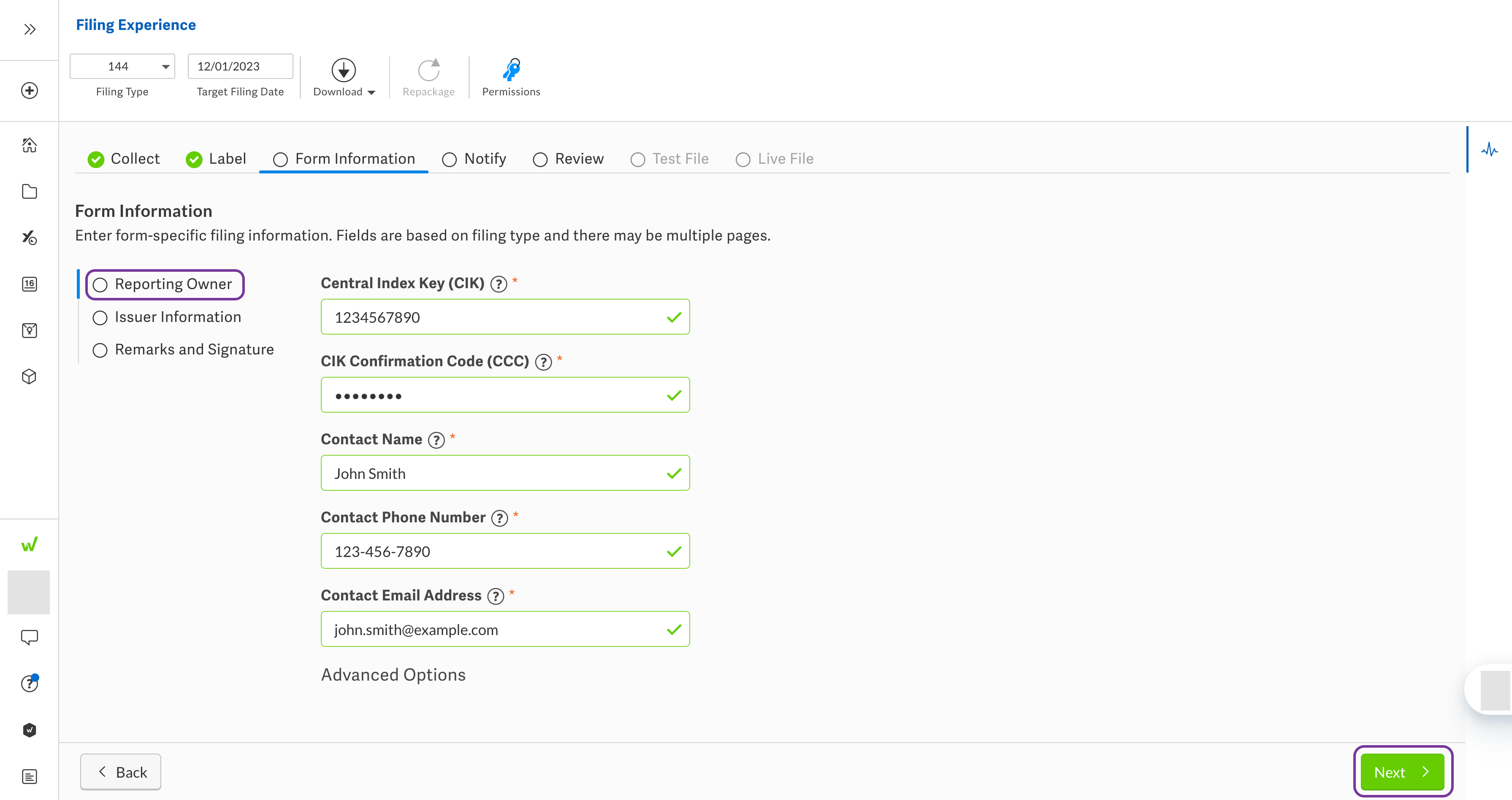 Form 144 example – Support Center