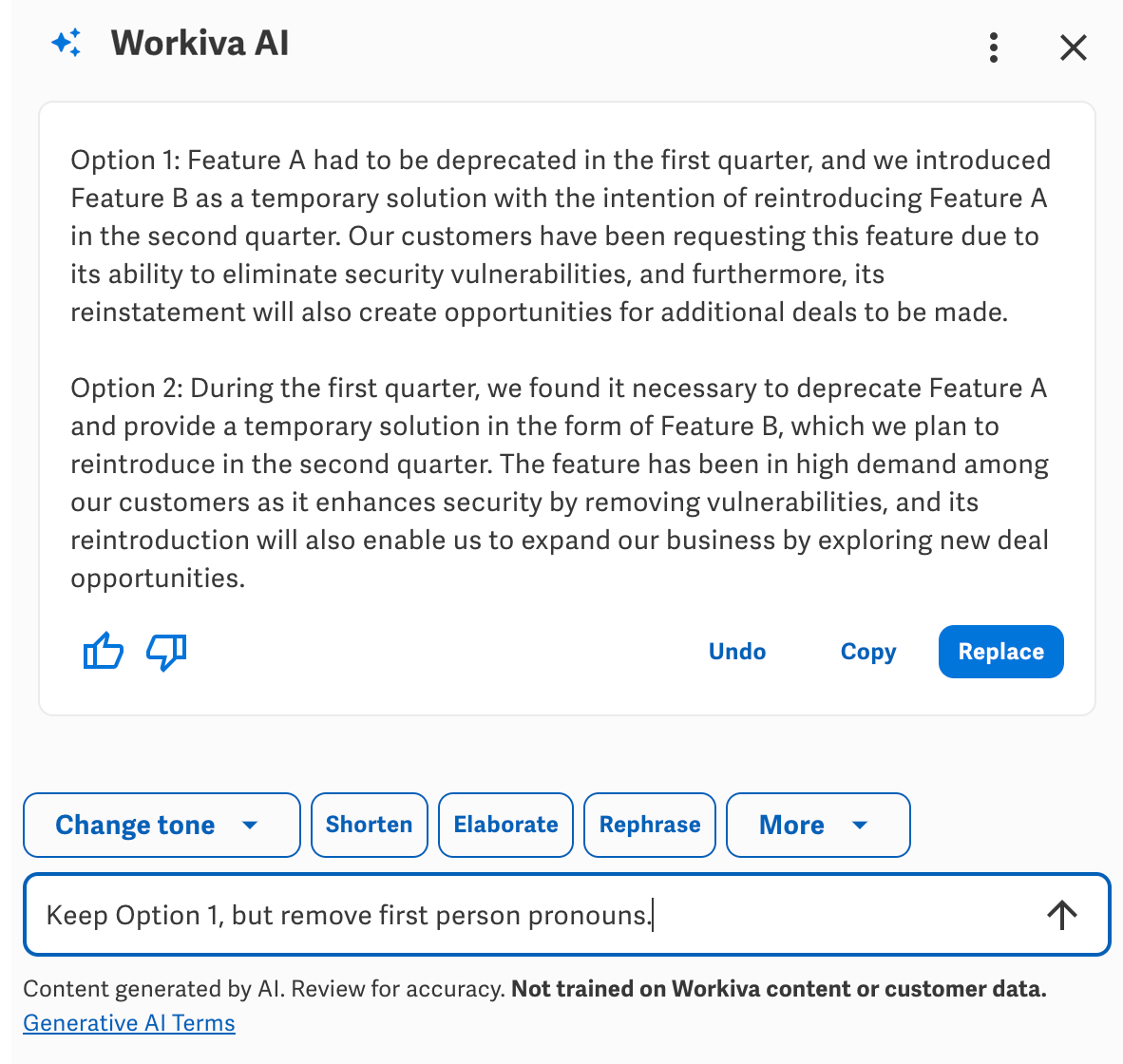Workiva AI's inline content editor for presentations and spreadsheets ...