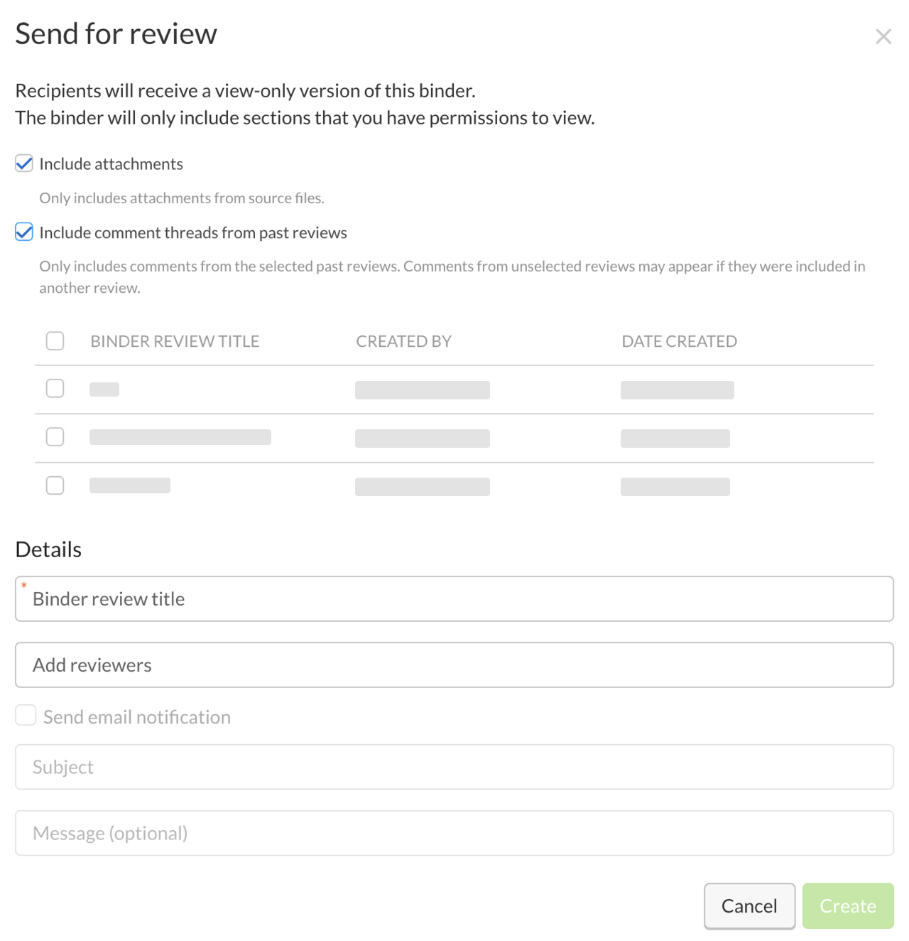 Send a binder for review – Support Center