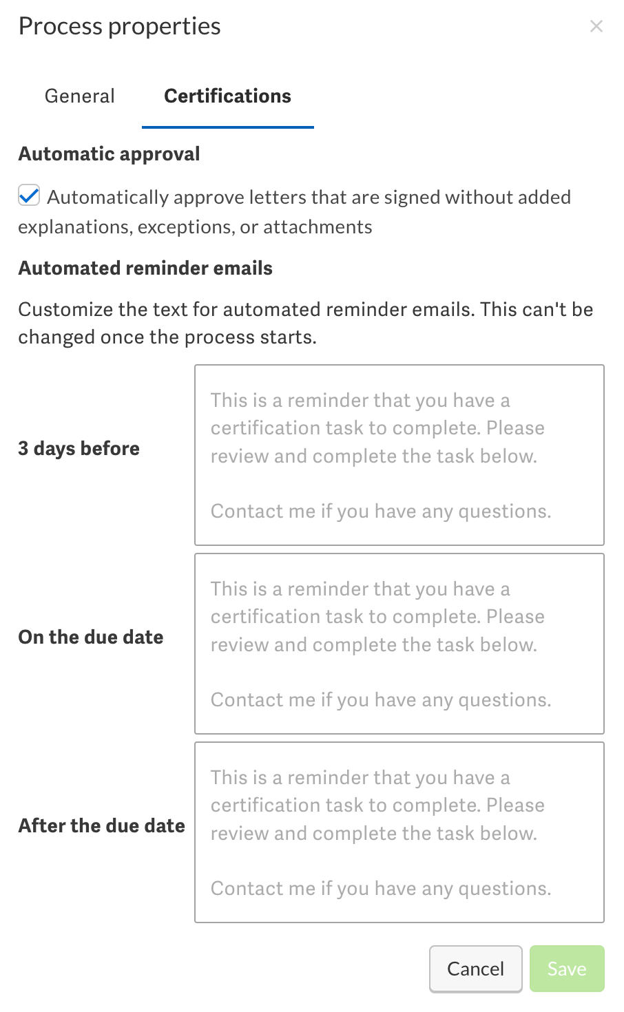 Build a process with certification actions – Support Center