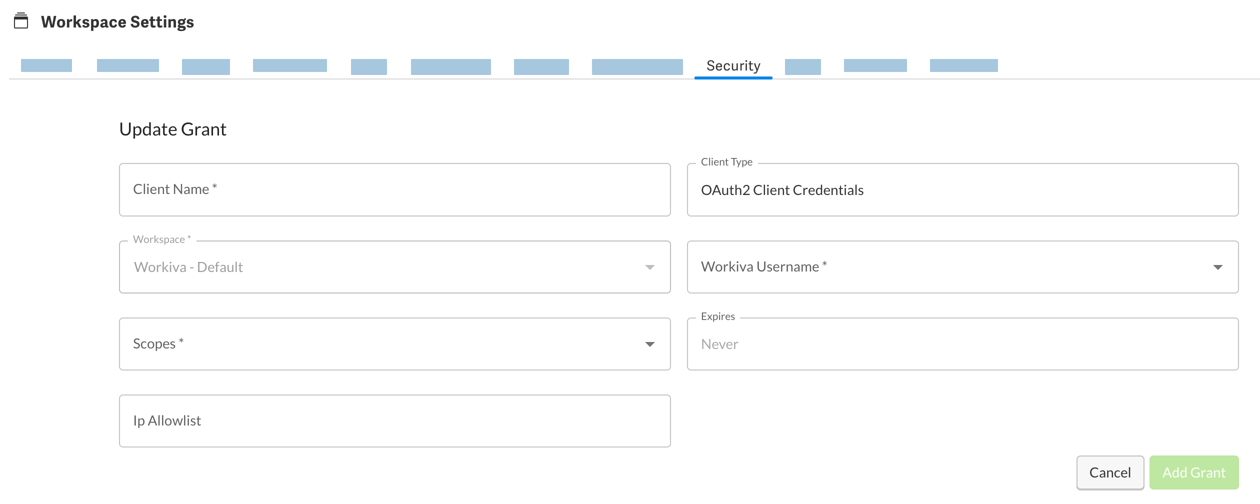 Create and manage API grants in workspace settings – Support Center