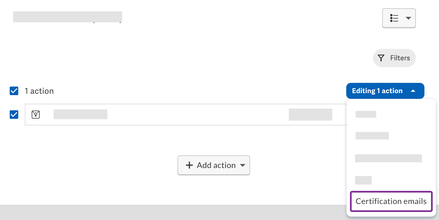 Build a process with certification actions – Support Center