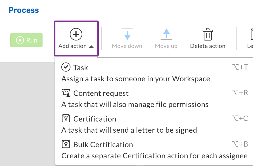 Build a process – Support Center