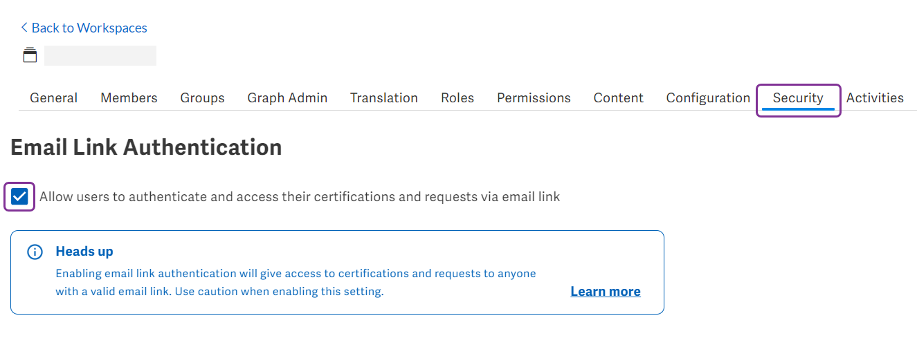 Email link authentication – Support Center