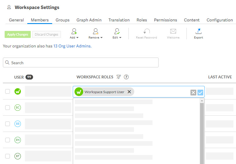 Manage support users in workspaces – Support Center