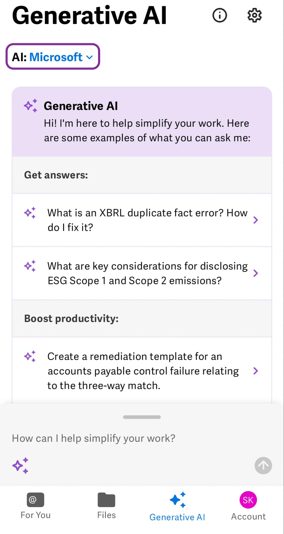Use the Workiva AI chat in Workiva Mobile – Support Center