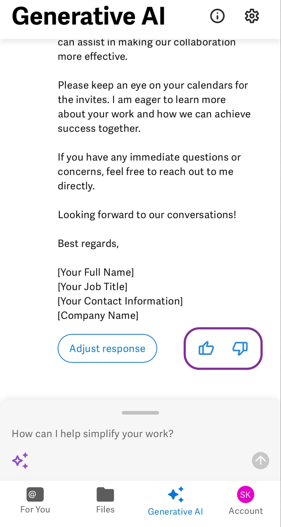 Use the Workiva AI chat in Workiva Mobile – Support Center