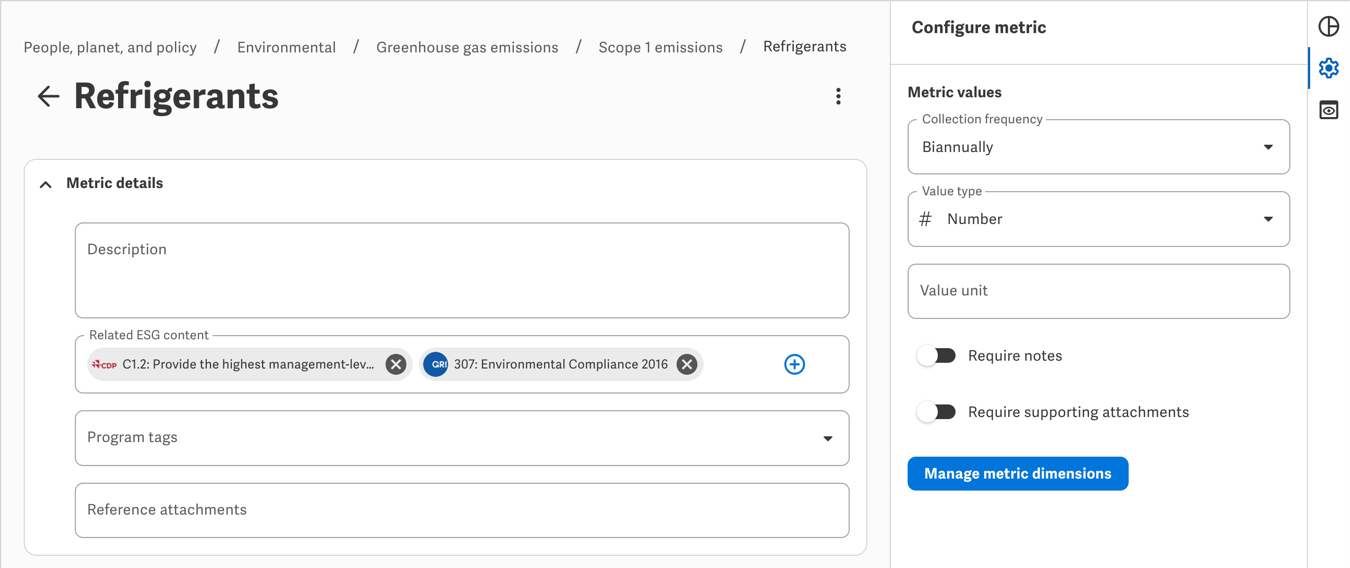 Configure A Metrics Data Collection In Sustainability Program