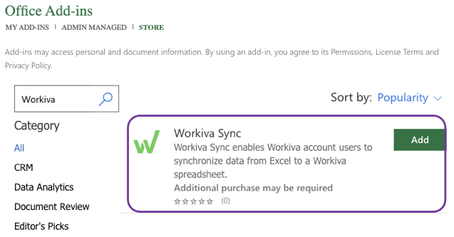Workiva Sync for Excel spreadsheets – Support Center