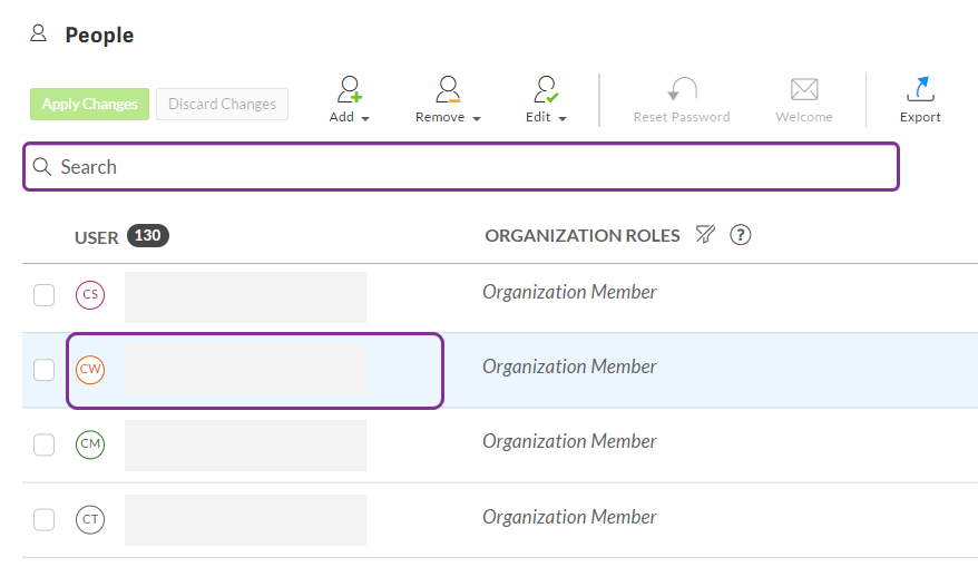 Edit organization user information – Support Center