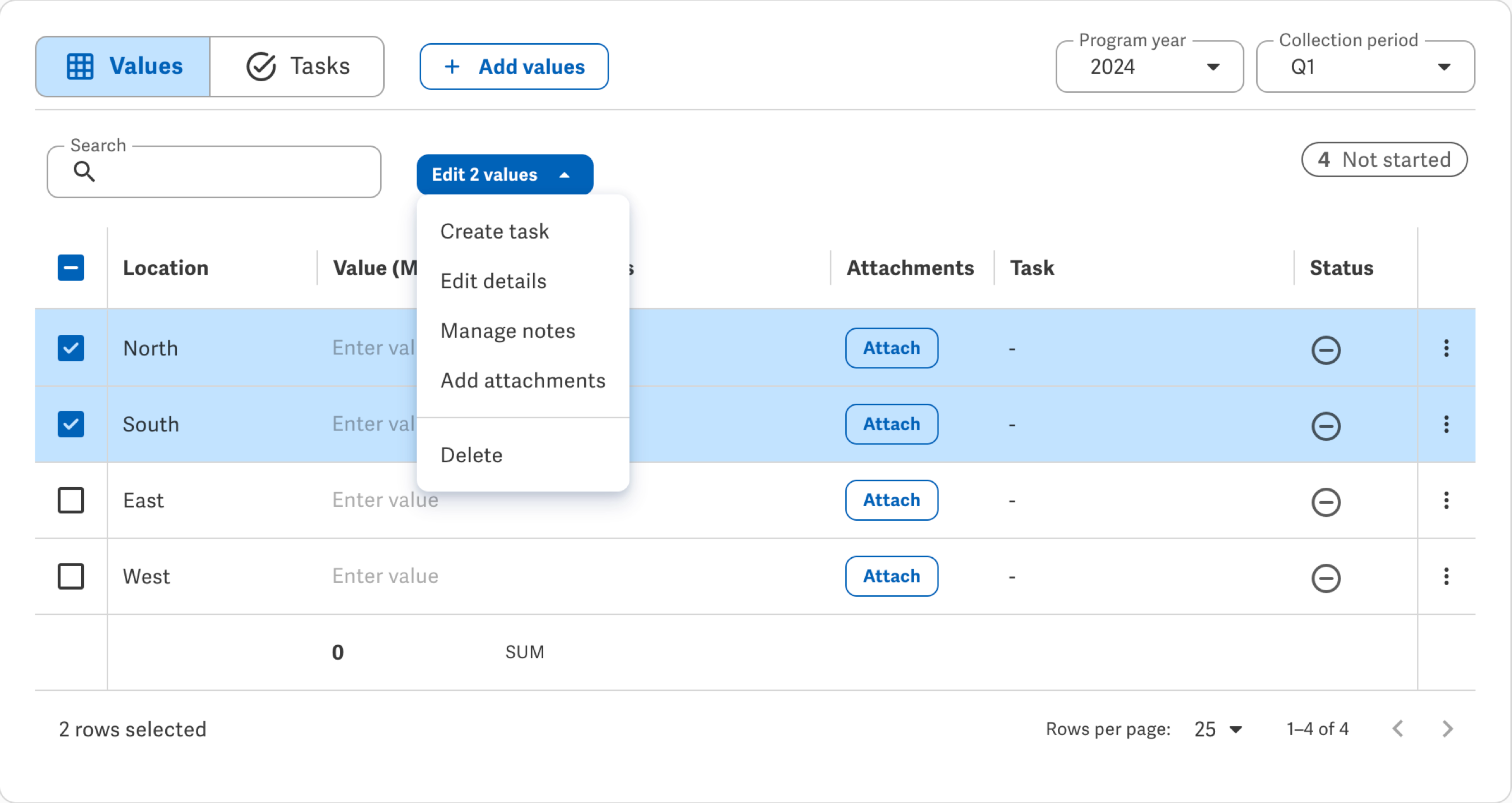 Manage metric tasks in Sustainability Program – Support Center