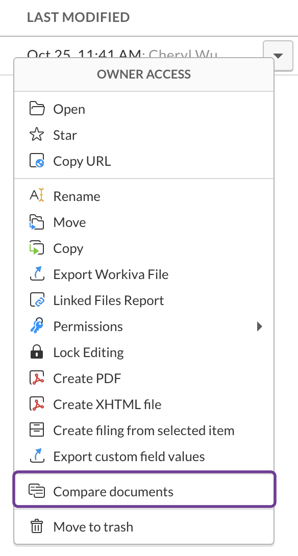 Comparar documentos de Workiva – Centro de asistencia