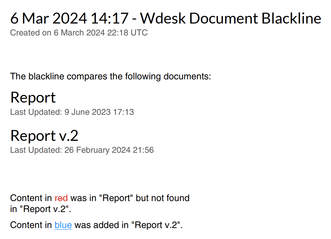 Créer une blackline PDF inter-documents – Centre d’assistance
