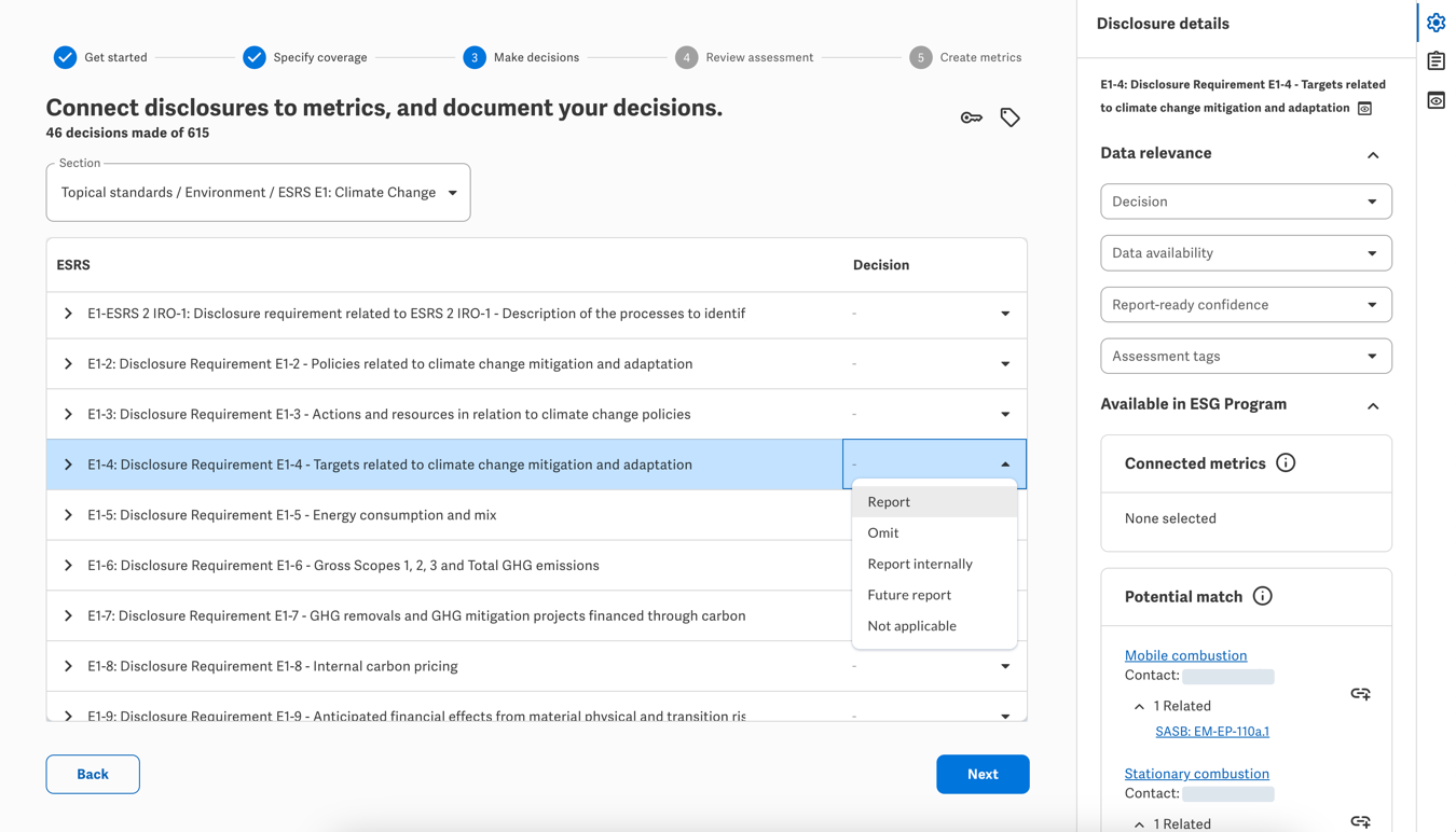 Create an ESG Readiness Assessment – 支援中心