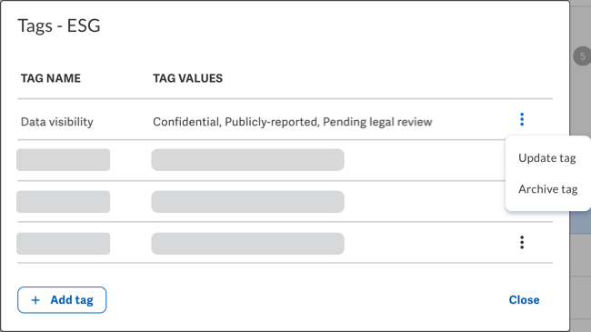 Manage tags for ESG Readiness Assessments – 支援中心