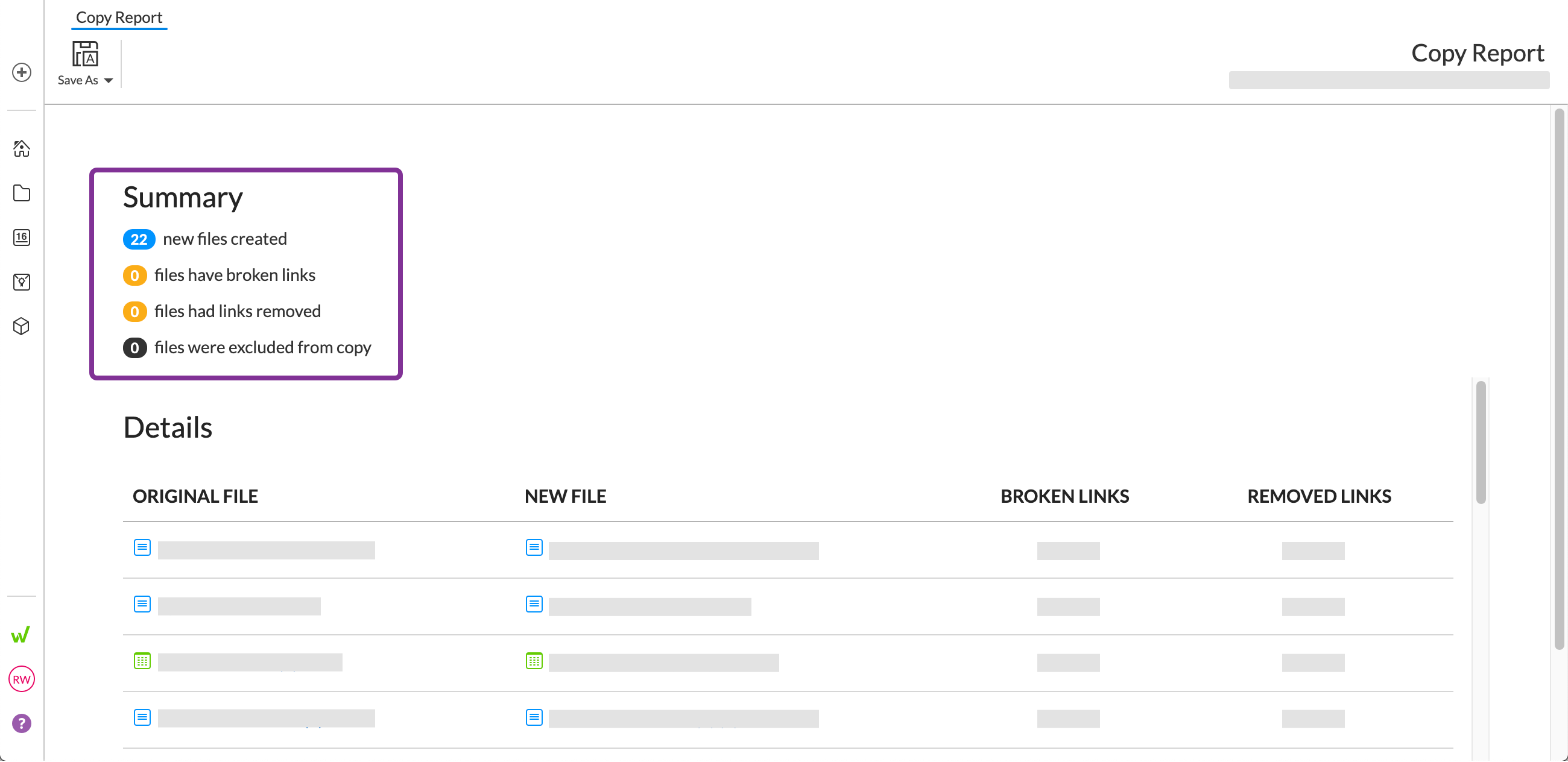 Use the Copy Report – 支援中心
