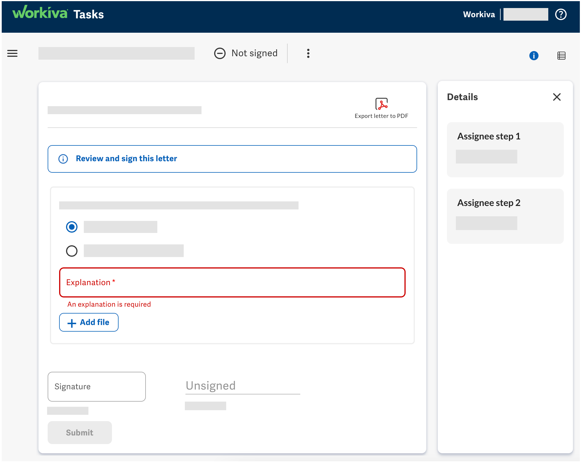 Unterschreiben Sie ein Bescheinigungsschreiben – Supportcenter