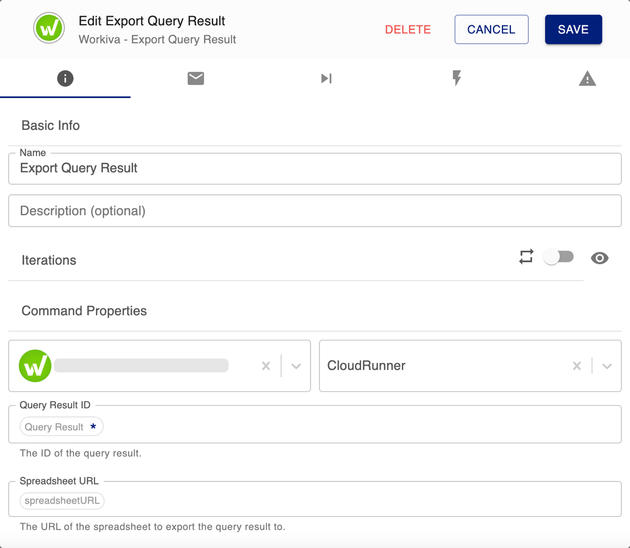 Chain template: Run query with a parameter value from a spreadsheet ...