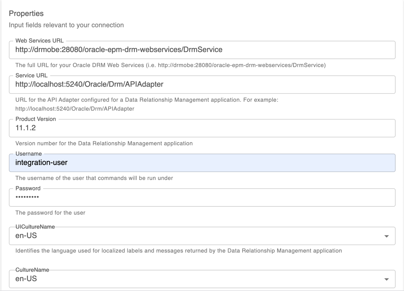 Verbindung zu Oracle Data Relationship Management (DRM) – Supportcenter