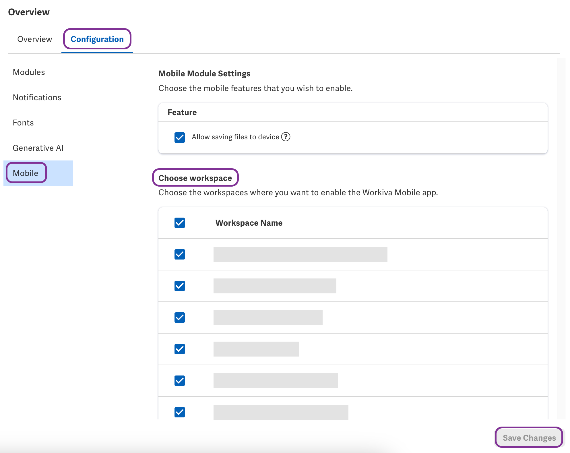 Gestionar el acceso y las funciones de la aplicación Workiva Mobile ...