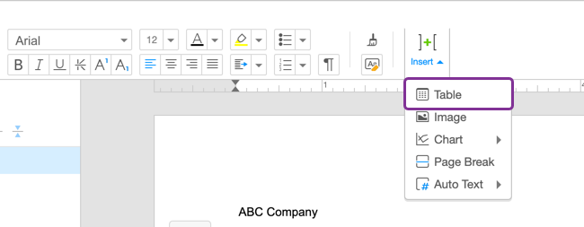 Create a Table – Workiva Support Center