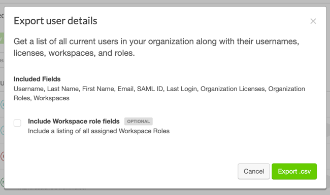 Export organization user details – Support Center