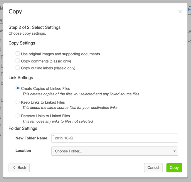 Copy a File or Folder – Workiva Support Center