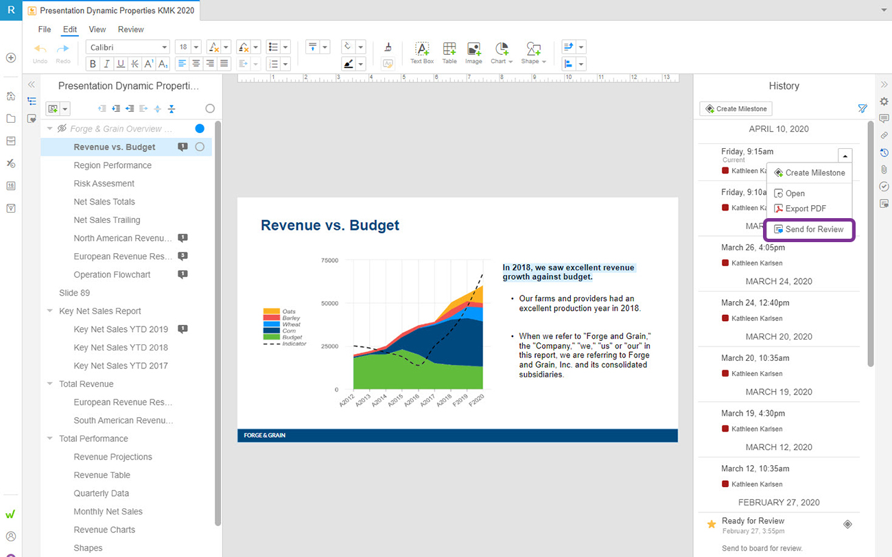 Send a Presentation for Review – Workiva Support Center