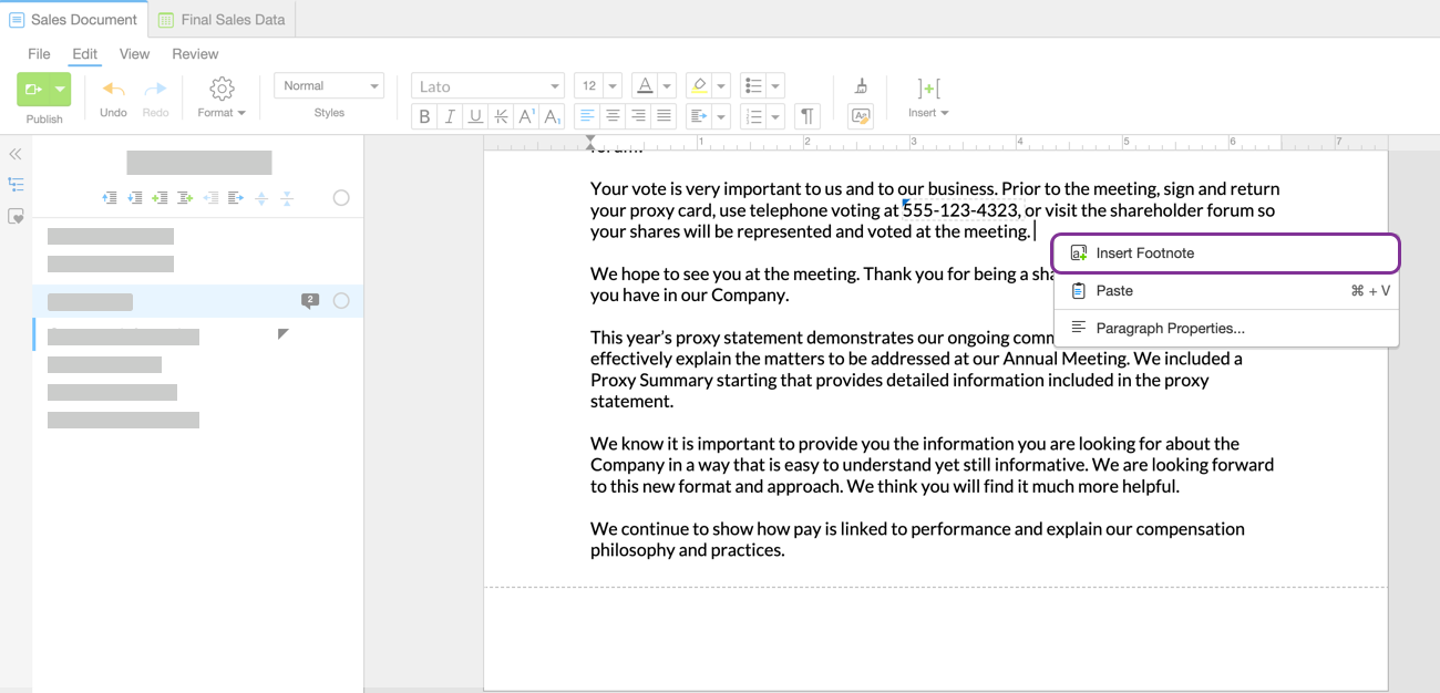 Crear notas a pie de página – Centro de asistencia