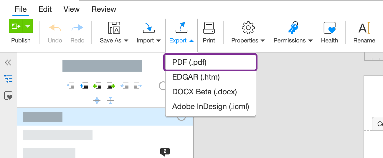 Export a Document – Workiva Support Center