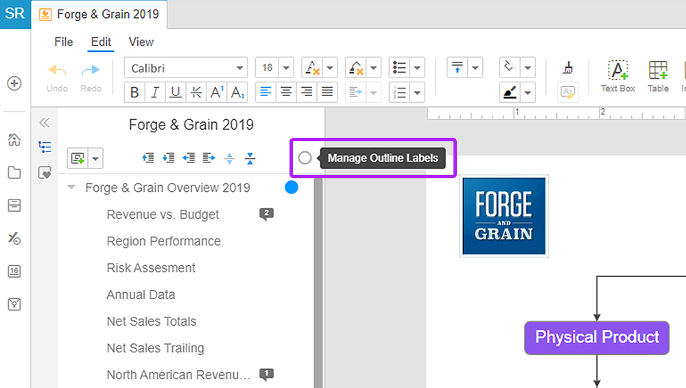 Outline labels in Presentations – Workiva Support Center