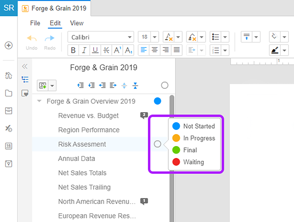 Outline labels in Presentations – Workiva Support Center