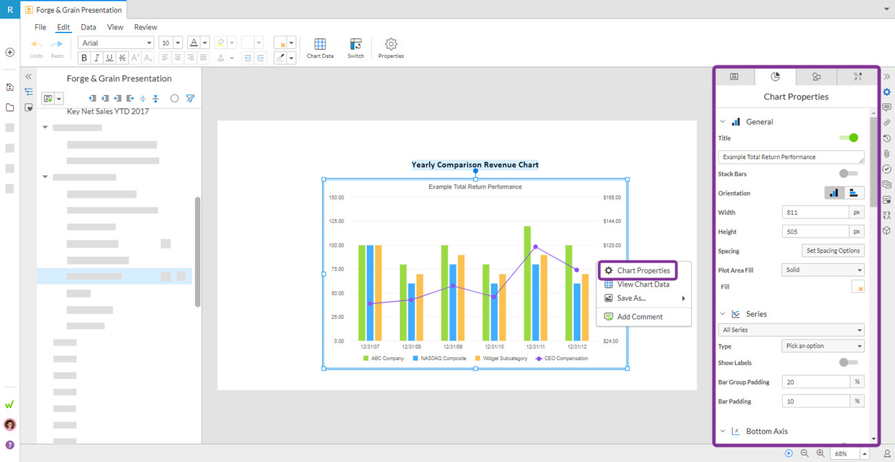 Charts in Presentations – Workiva Support Center