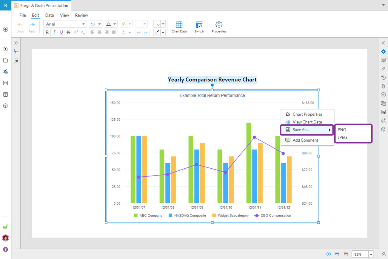 Charts in Presentations – Workiva Support Center