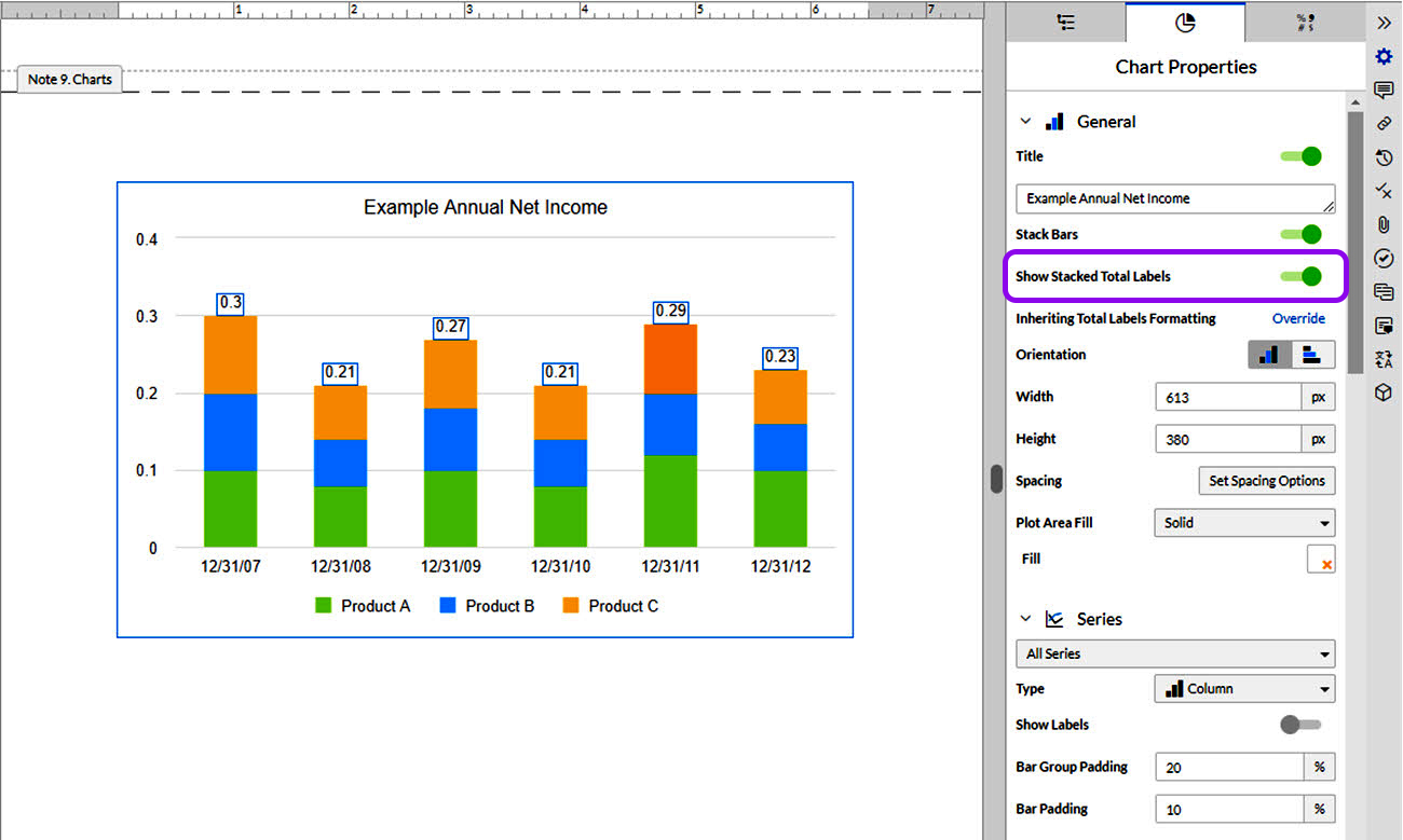 Stacked charts – Support Center