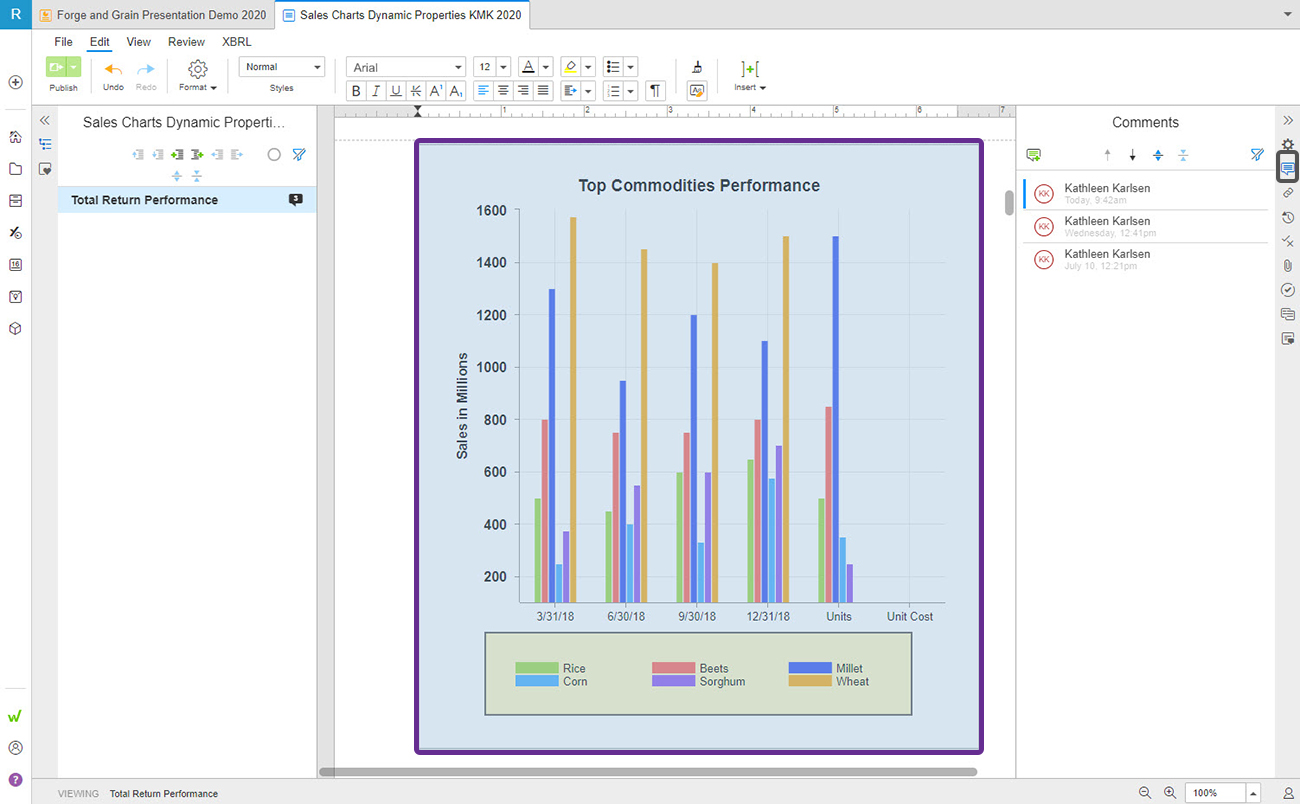 Comments in charts – Support Center