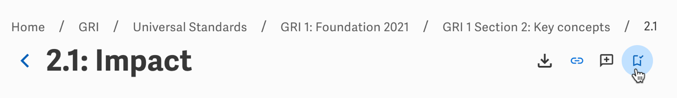 Bookmark content in Sustainability Explorer – Support Center