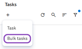 Create a task in bulk – Support Center
