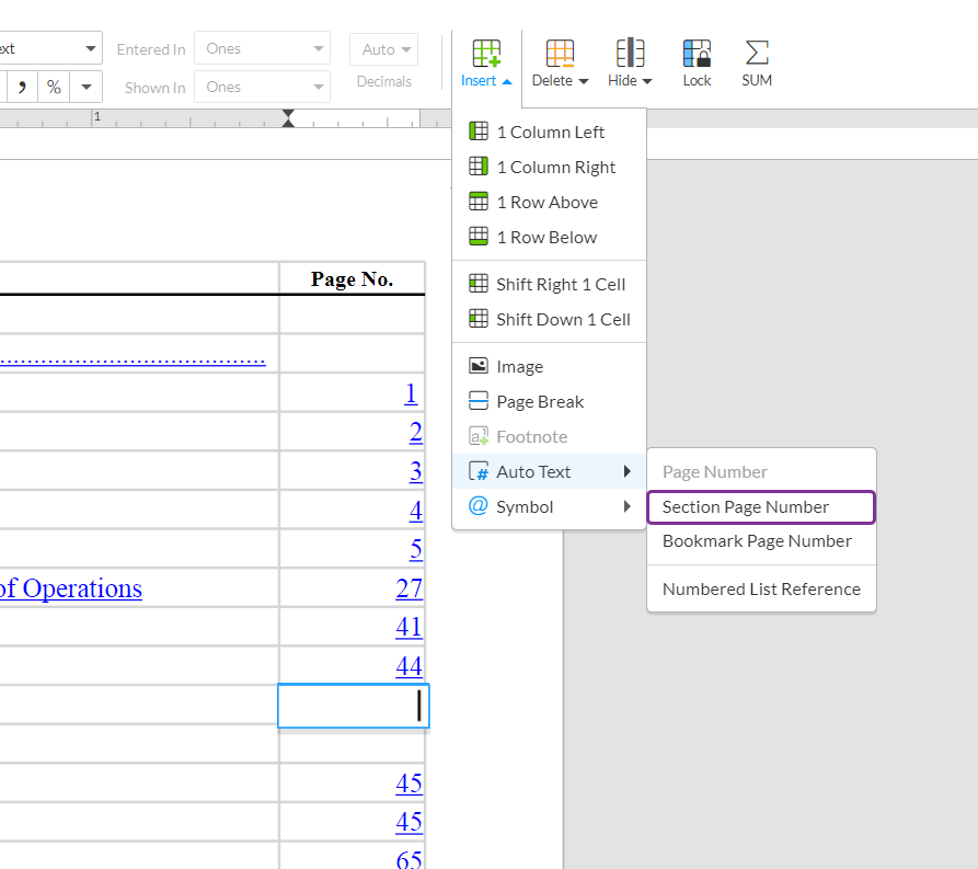 Create a table of contents – Support Center