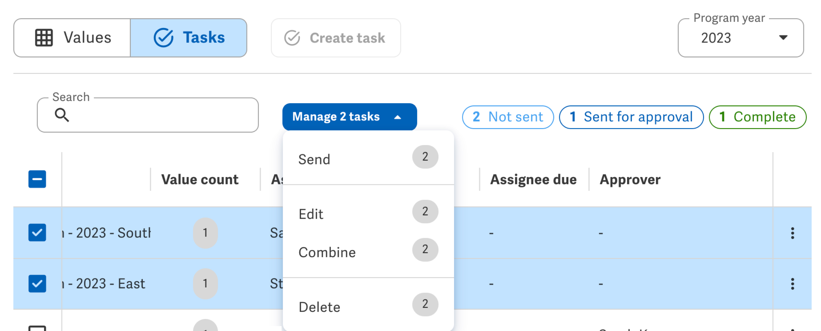 Manage metric tasks in Sustainability Program – Support Center