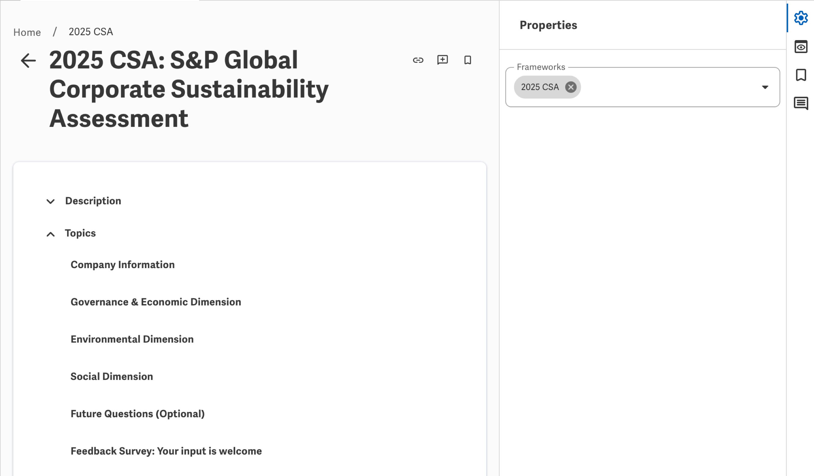 Respond to S&P Global CSA for sustainability reporting – Support Center