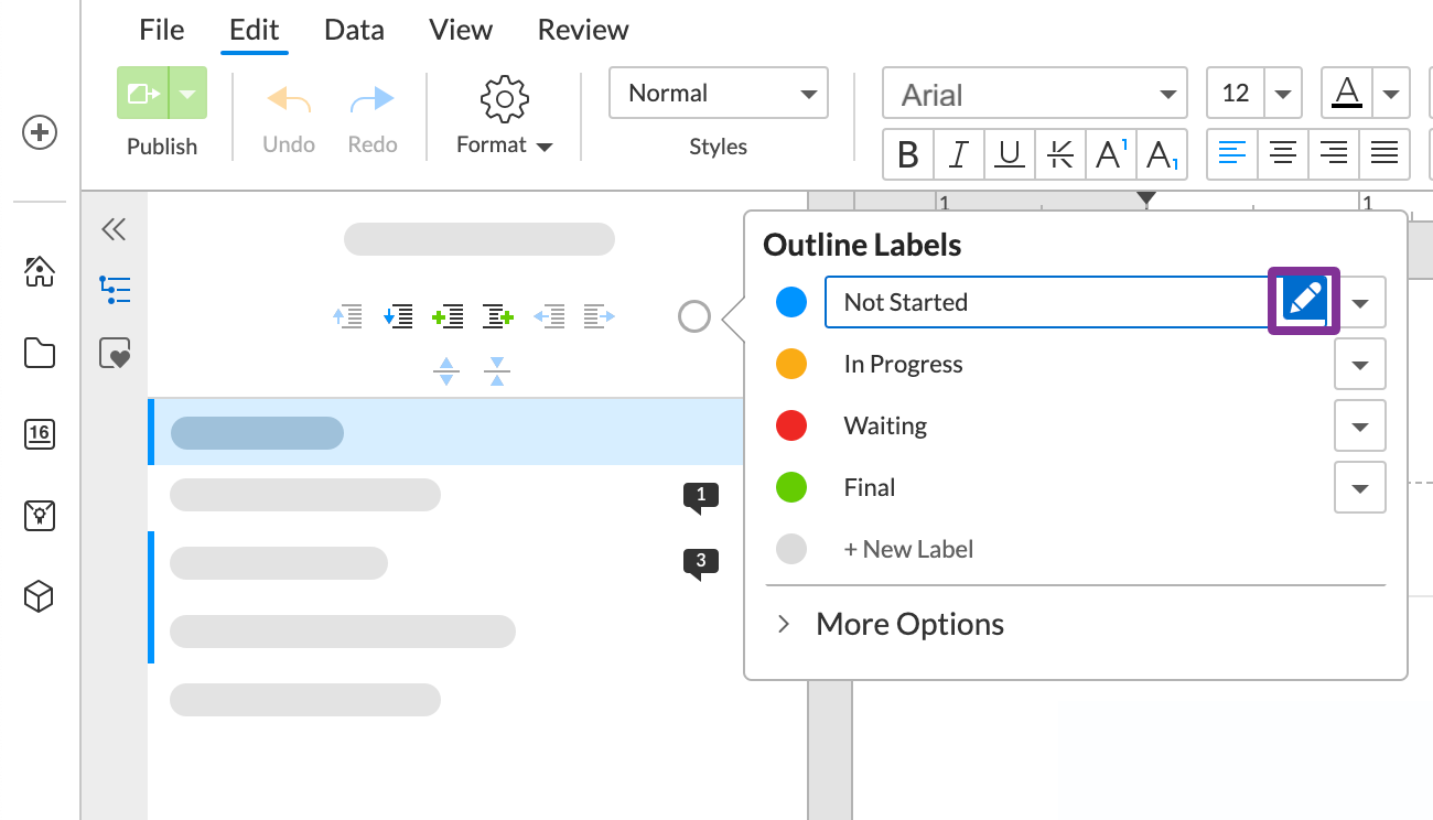 Edit labels – Support Center